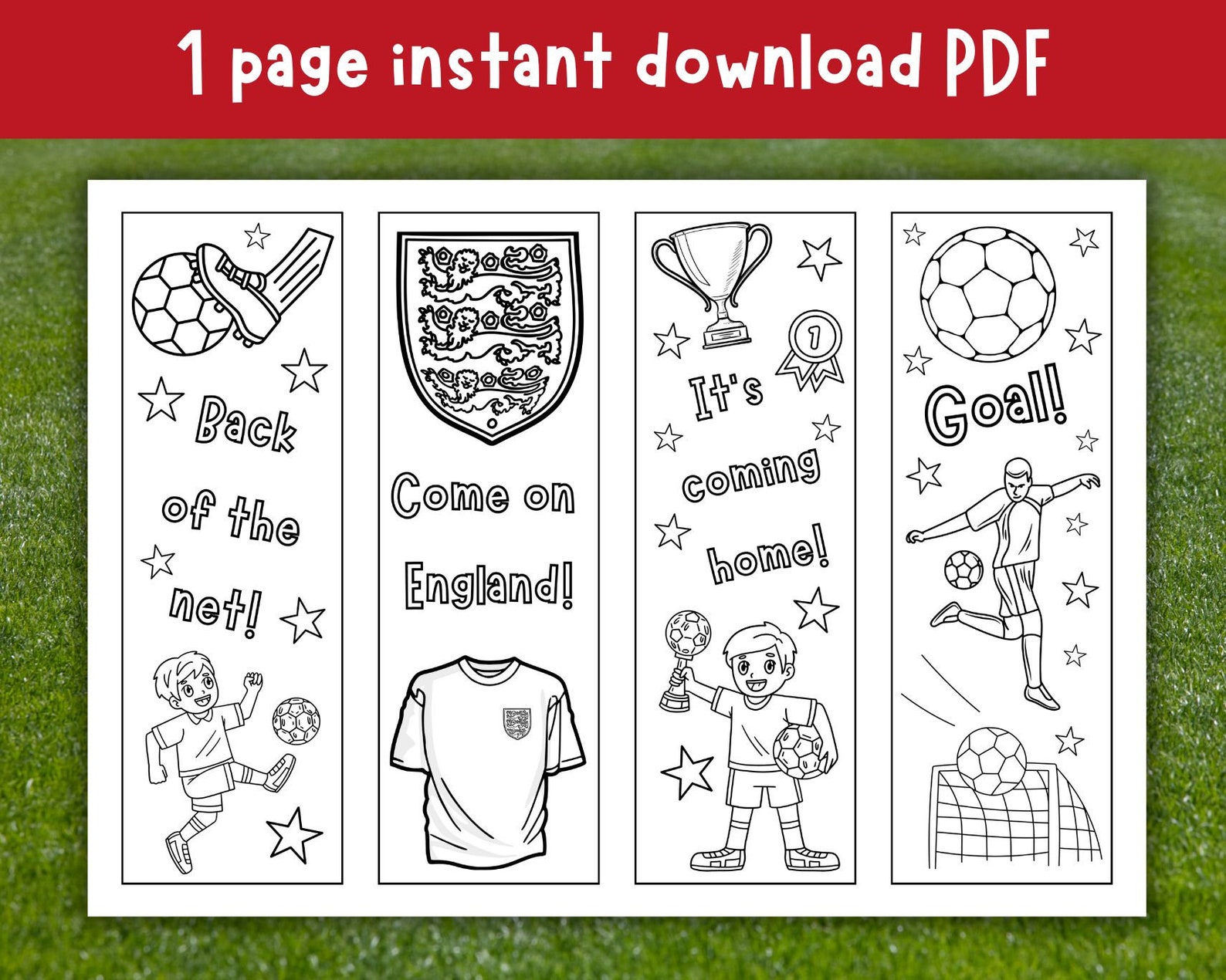 England Football Colouring Bookmarks, Colour Your Own Bookmarks, Euros ...