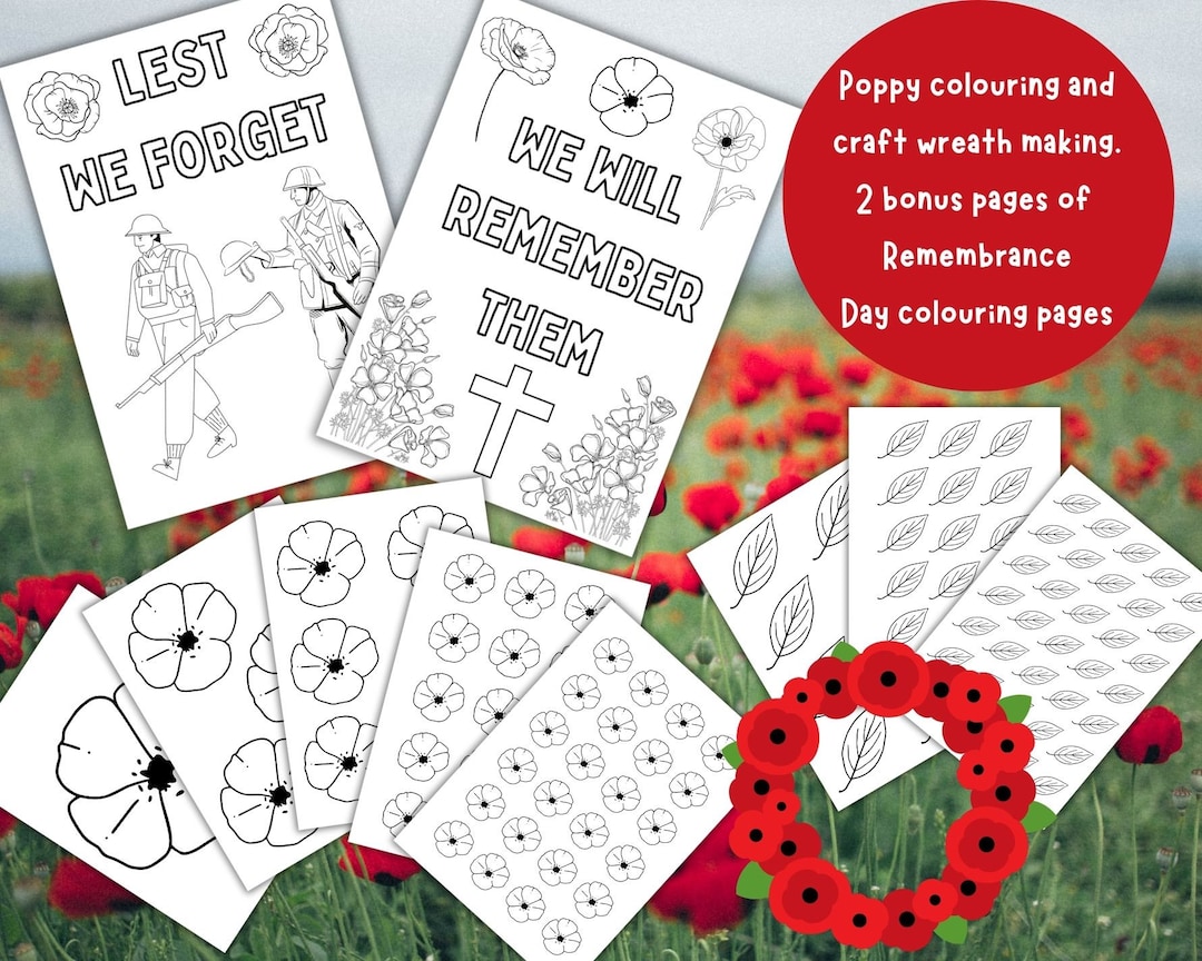Remembrance Day Craft and Colouring Activity Pages, Kids Printable ...