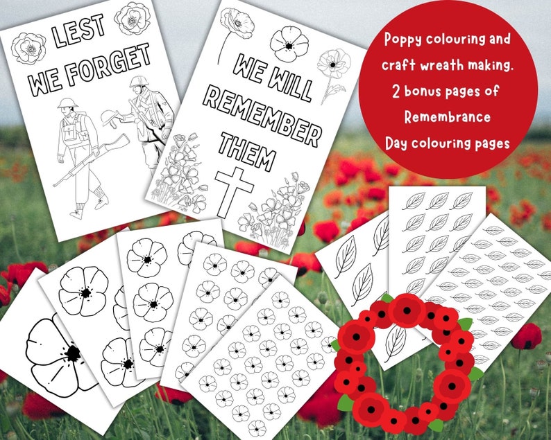 Remembrance Day Craft and Colouring Activity Pages, Kids Printable ...