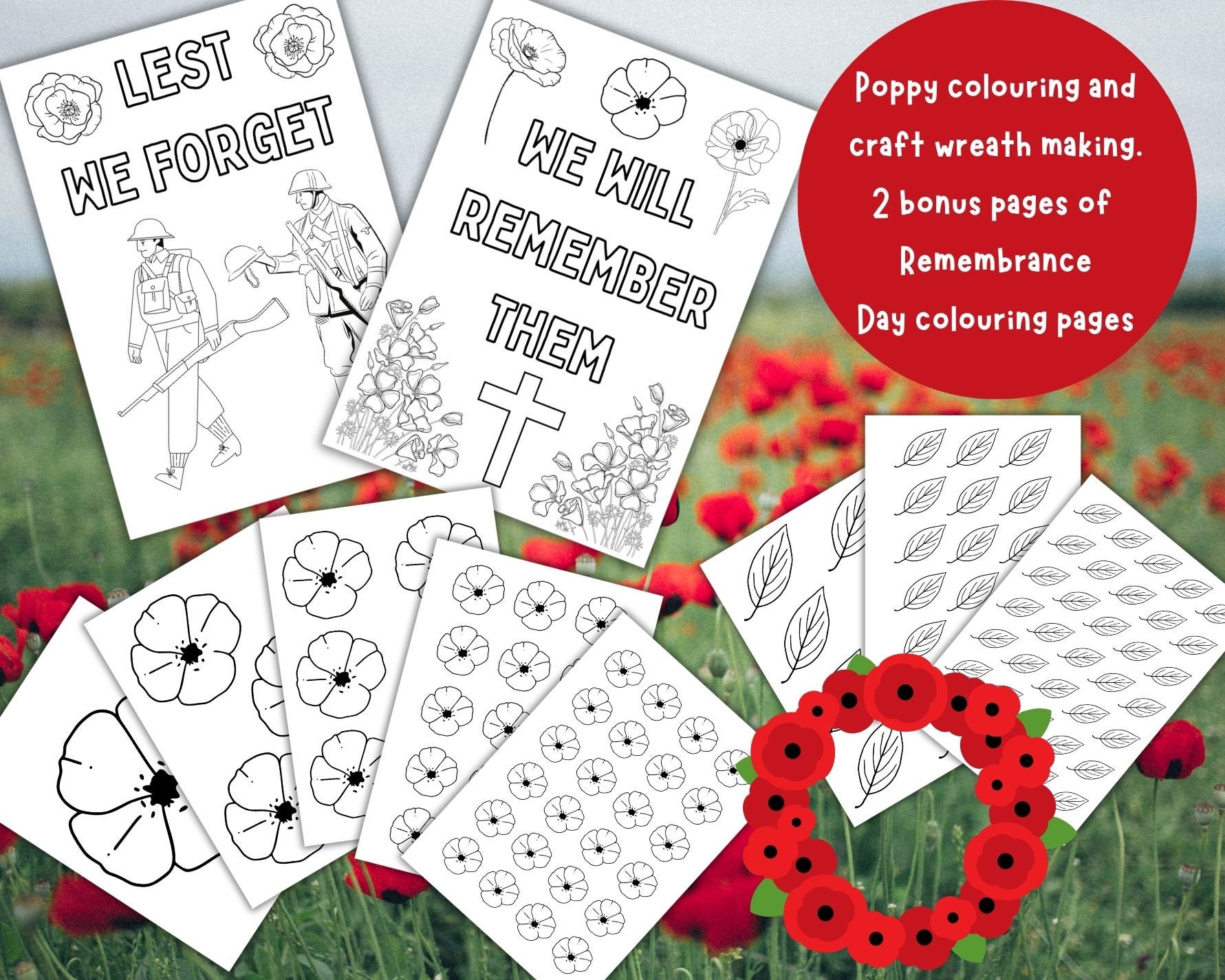 Remembrance Day Craft and Colouring Activity Pages, Kids Printable ...