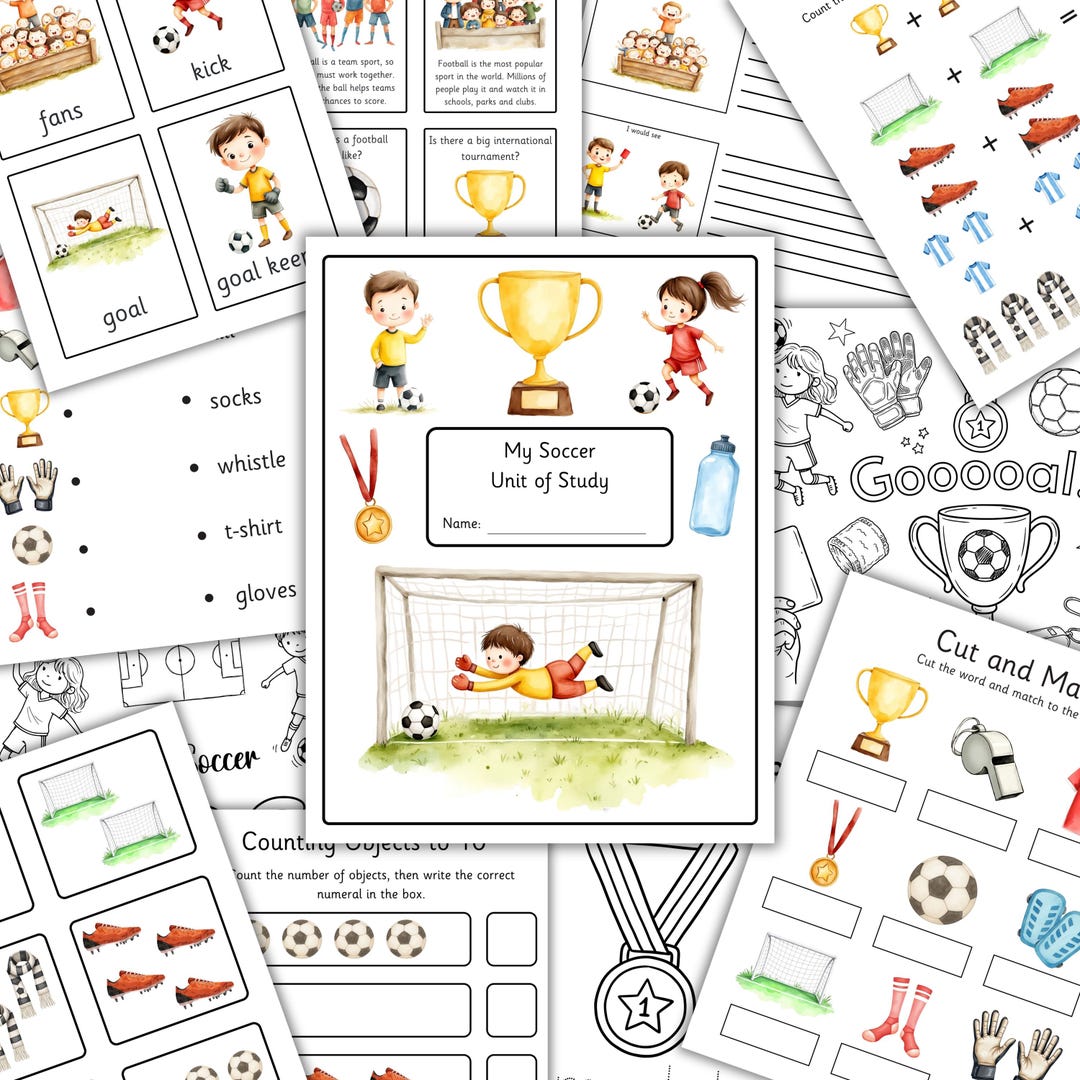 Soccer Preschool Curriculum, Football Unit of Study, Learning Bundle ...