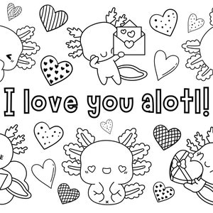 Printable Axolotl Coloring Page, Valentine's Printable for Kids and ...