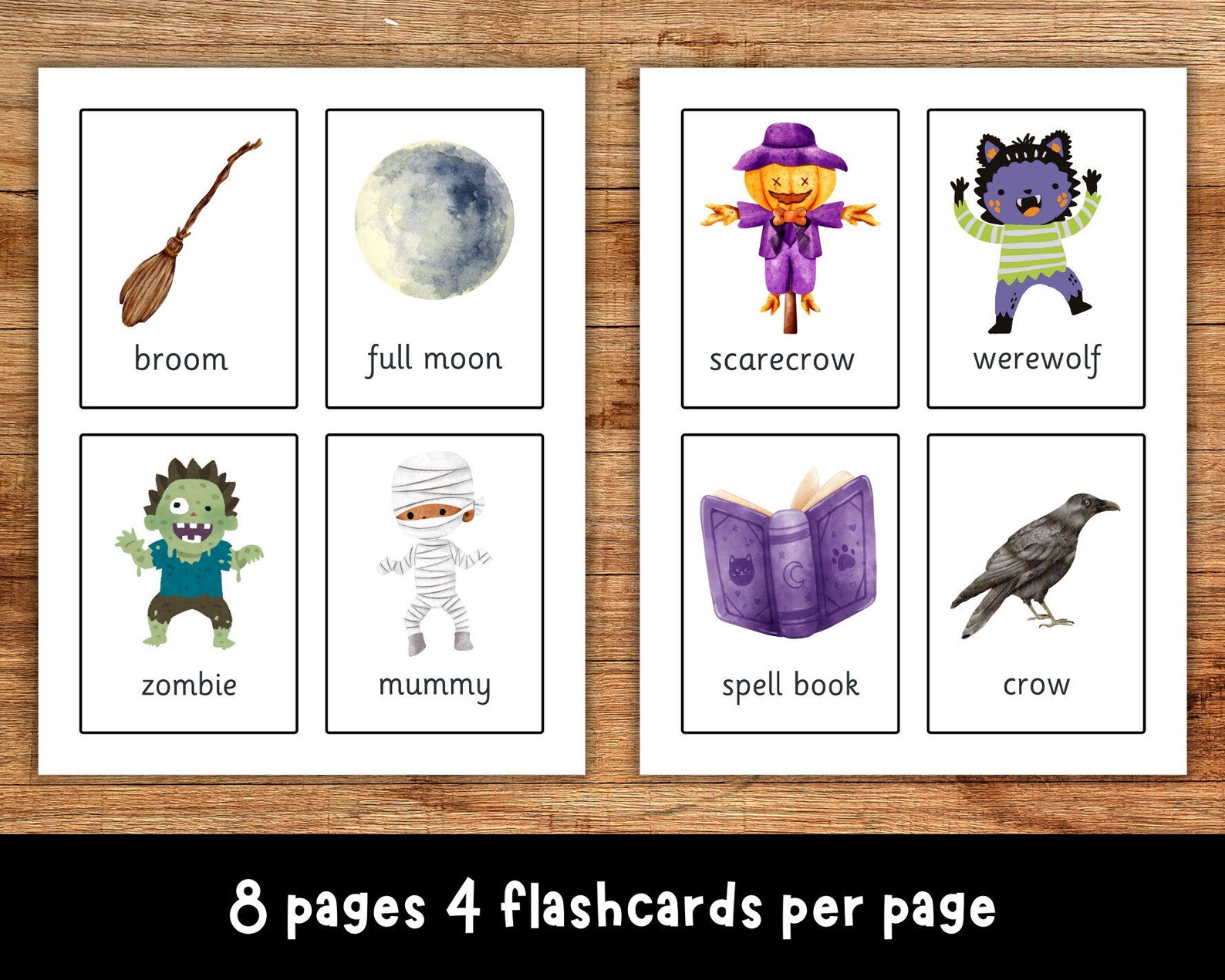 Halloween Flash Cards, Fall Flashcards, Halloween Educational Printable ...