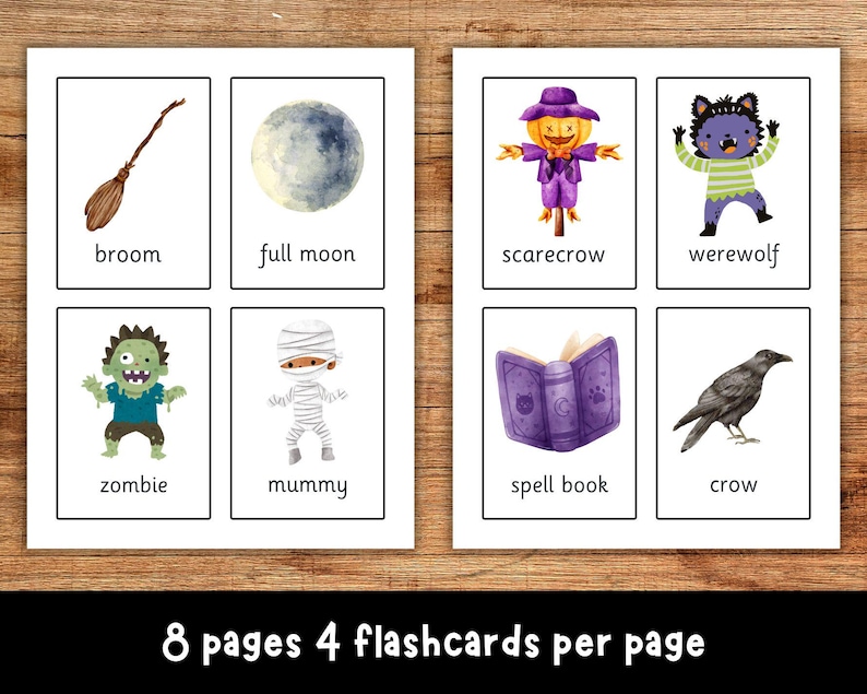 Halloween Flash Cards, Fall Flashcards, Halloween Educational Printable ...