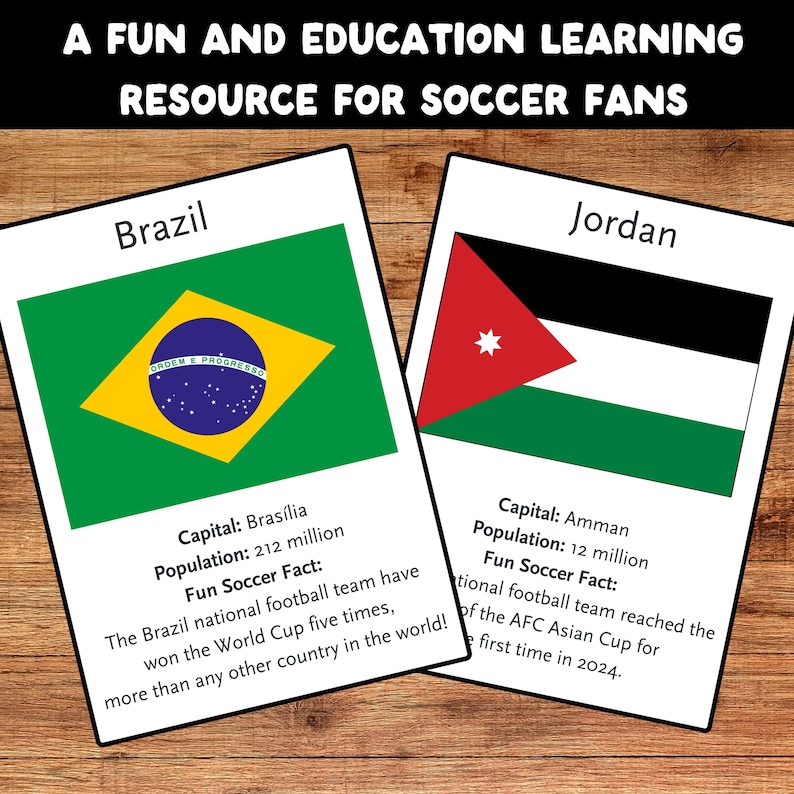 48 World Cup Countries Flag Flashcards, International Soccer Football ...