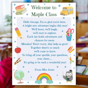 Editable First Day of School Poem for Student, Letter to Pupils From ...