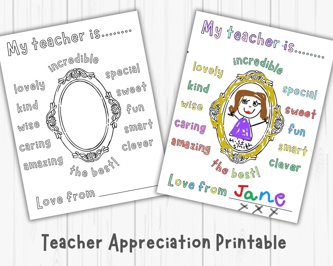 Teacher Appreciation Coloring in Portrait Sheet, Teacher Craft, Teacher ...
