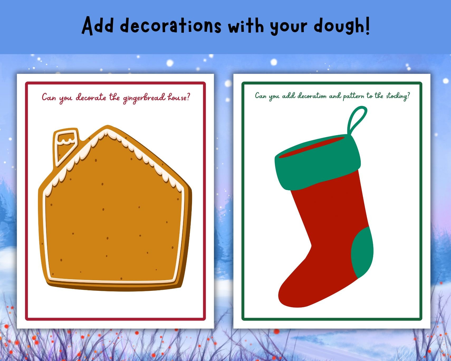 Christmas Playdough Mats, Playdough Activity, Kids and Toddler ...
