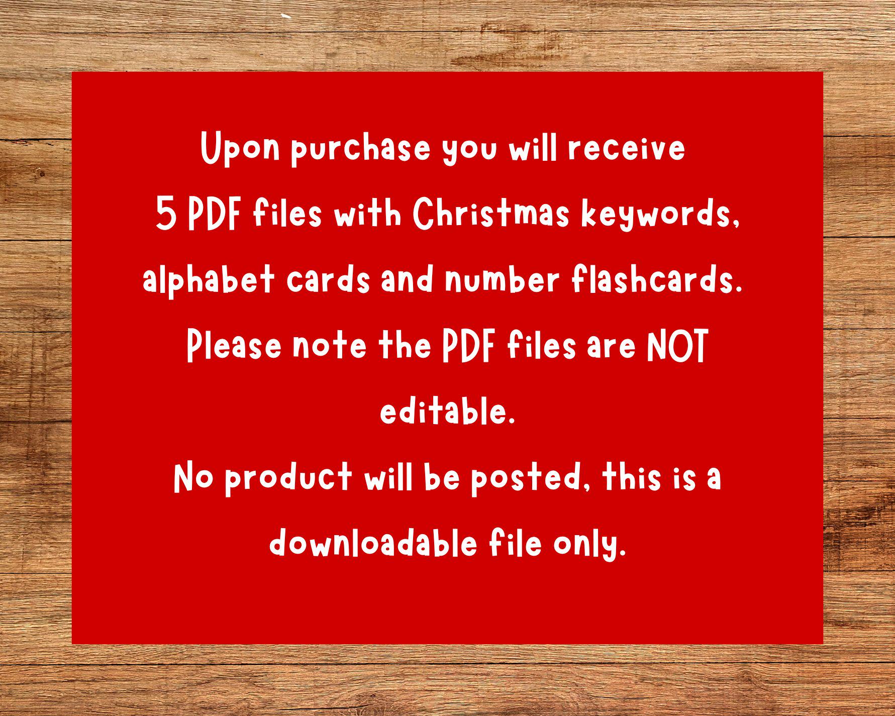 Christmas Flash Cards, Winter Flashcards, Christmas Educational ...