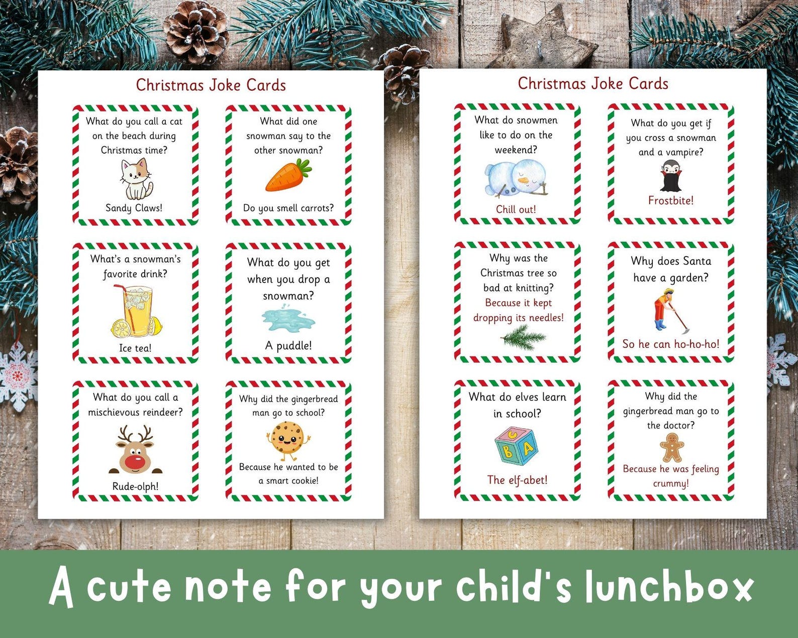 Christmas Jokes for Kids, Christmas Jokes Lunchbox Notes, Lunchbox ...