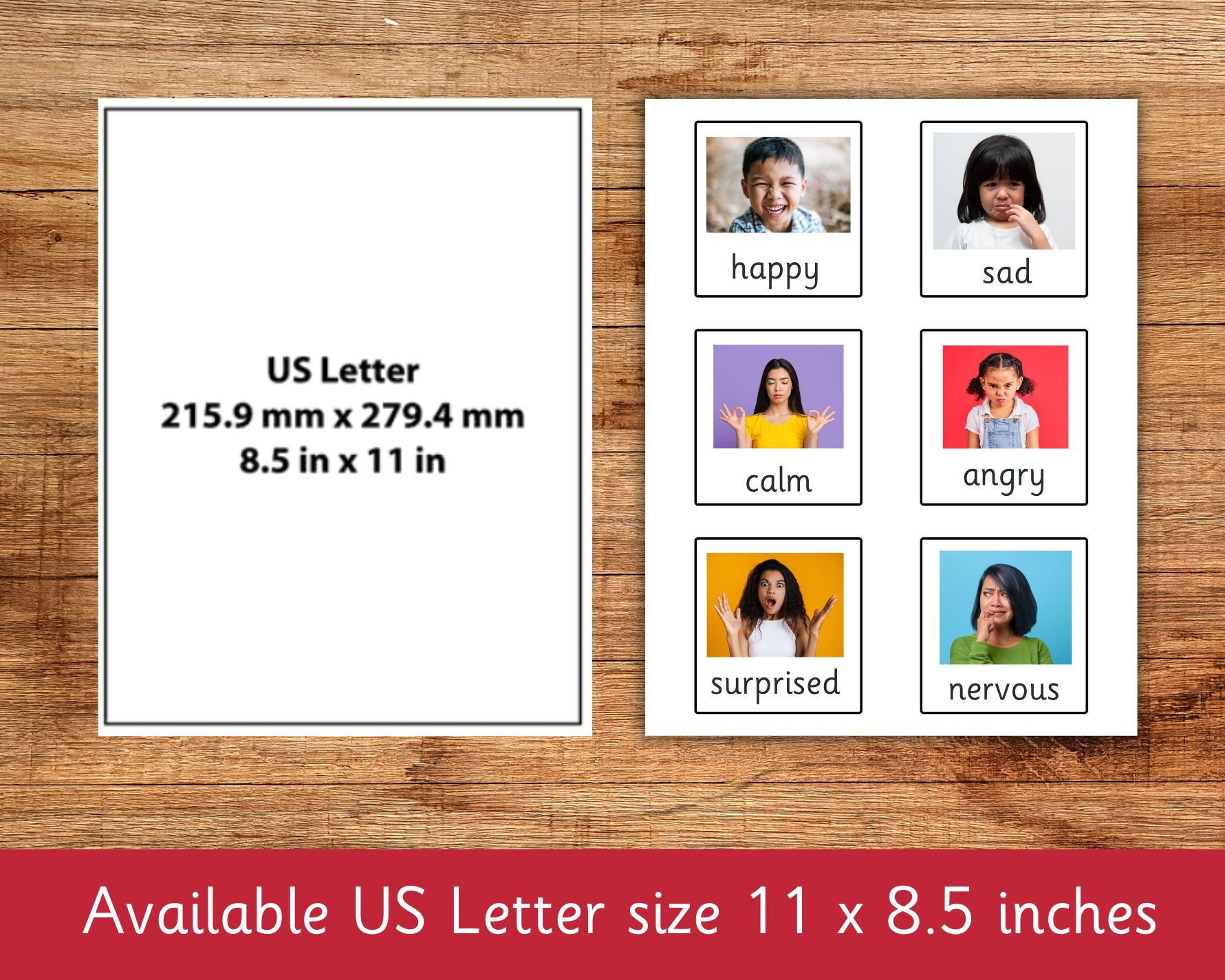 Emotions and Feelings Cards, Matching Picture Word Cards, Educational ...