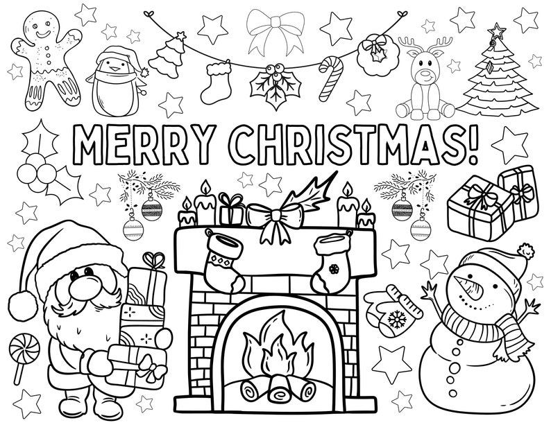 Christmas Coloring in Placemat Printable Digital Download, Kids ...