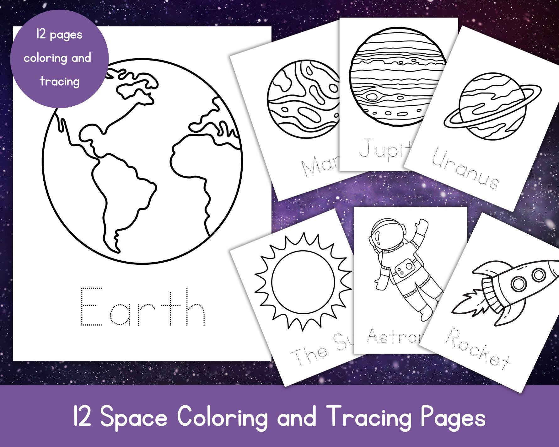 Space Coloring, Solar System, Space Tracing, Planets Coloring Pages ...