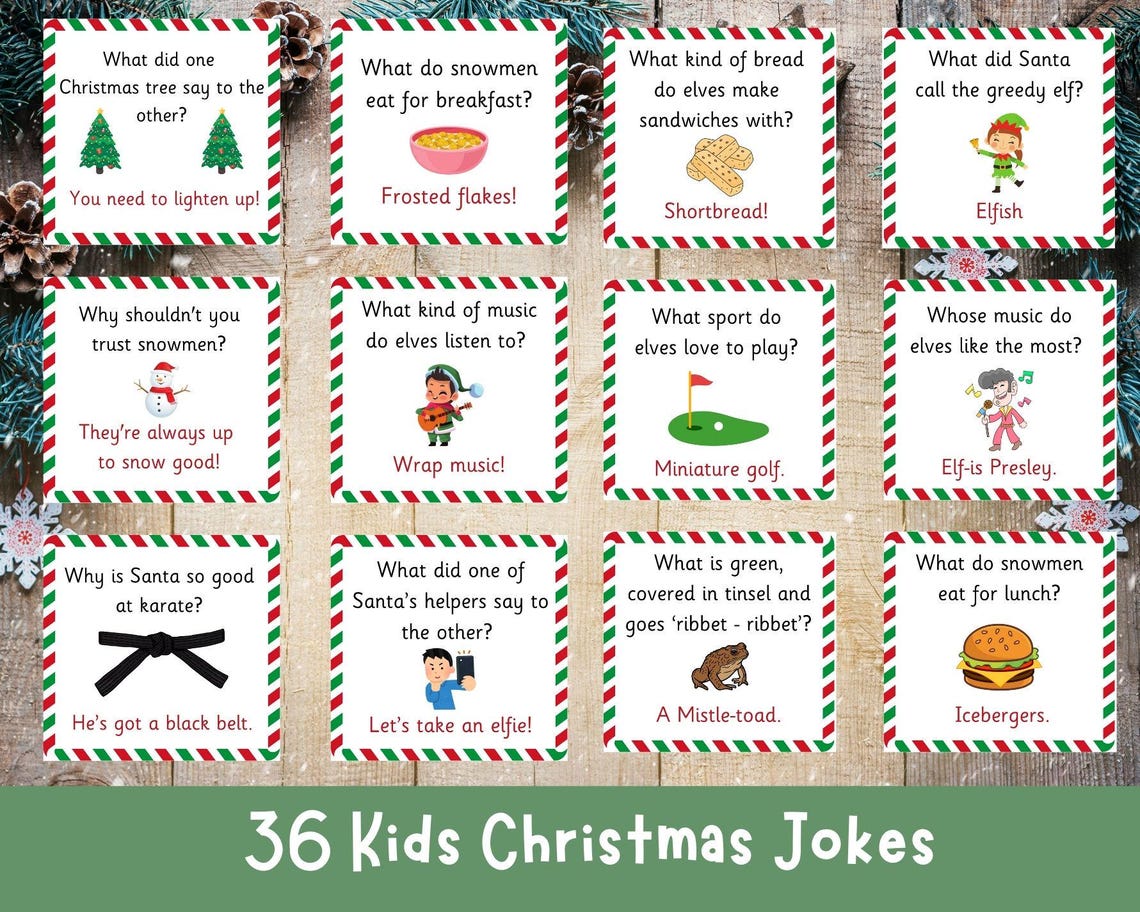 Christmas Jokes for Kids, Christmas Jokes Lunchbox Notes, Lunchbox ...