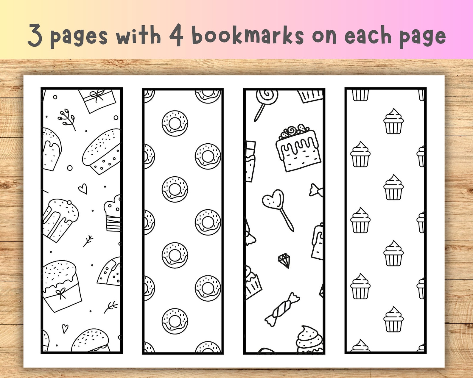 Printable Coloring Bookmarks Food Candy Sweet Treat Themed, Color Your ...
