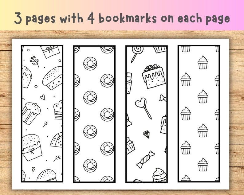 Printable Coloring Bookmarks Food Candy Sweet Treat Themed, Color Your ...