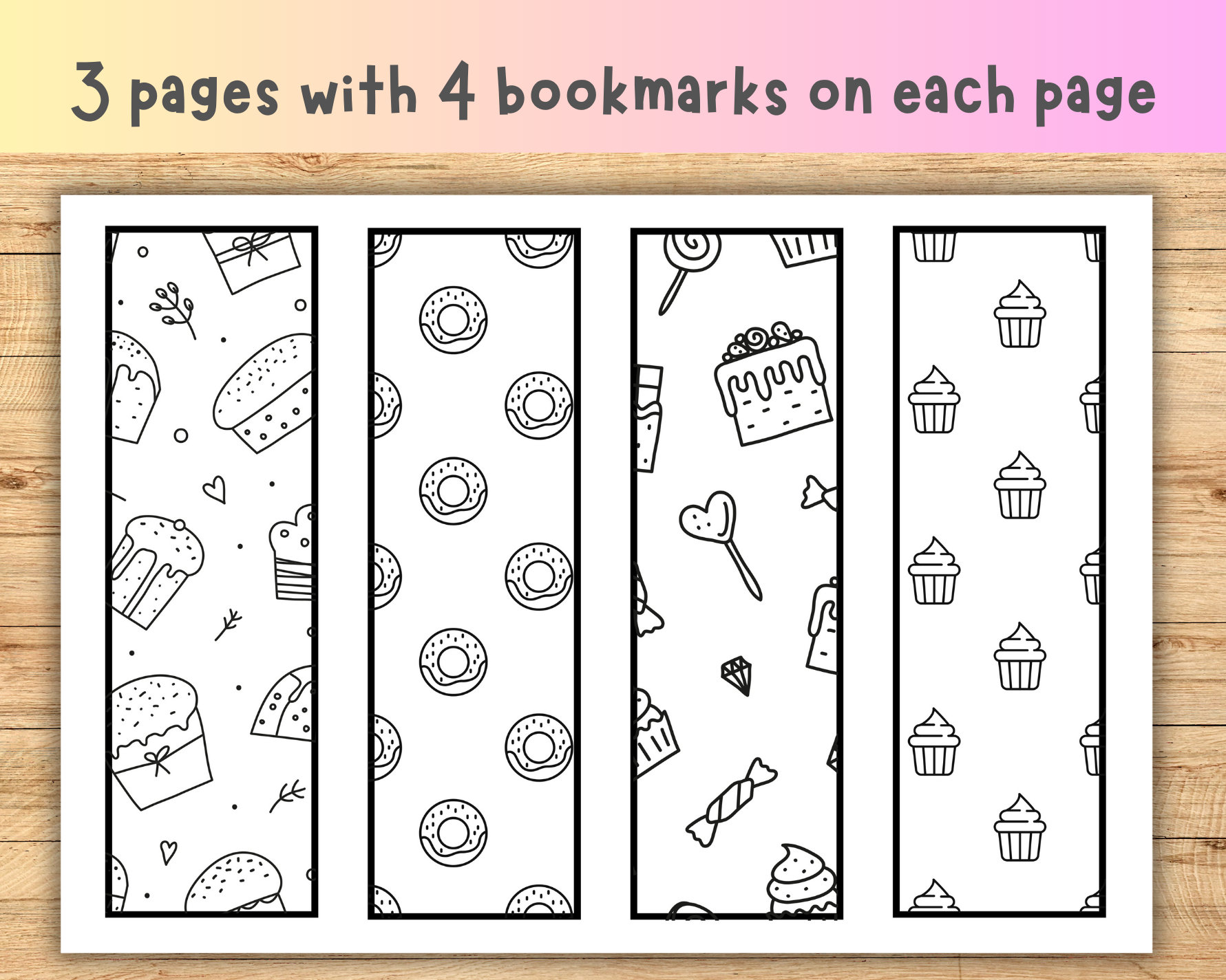 Printable Coloring Bookmarks Food Candy Sweet Treat Themed, Color Your ...