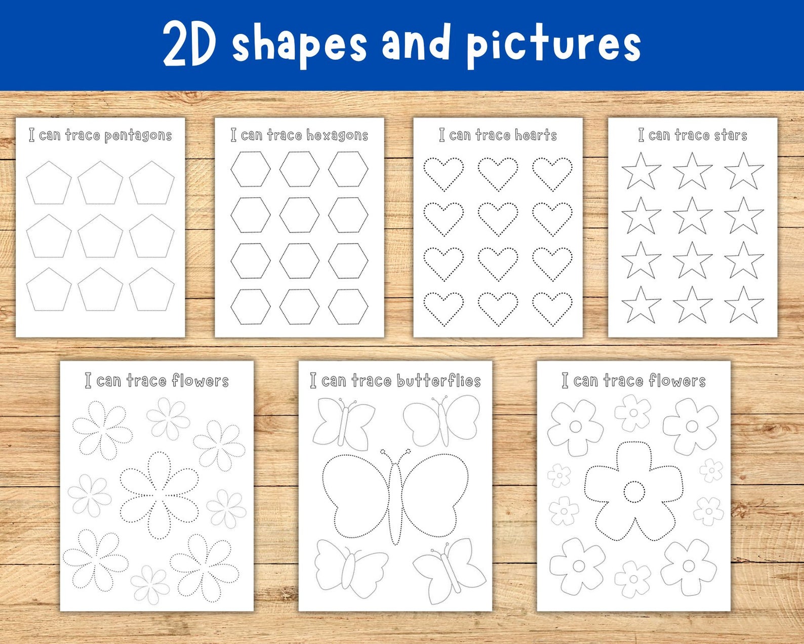 Tracing Line and Shape Worksheets, Kids Educational Activity, Tracing ...