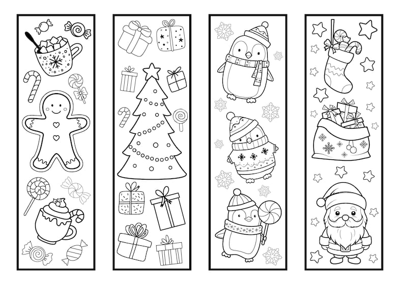 Printable Christmas Coloring Bookmarks, Color Your Own Bookmarks ...