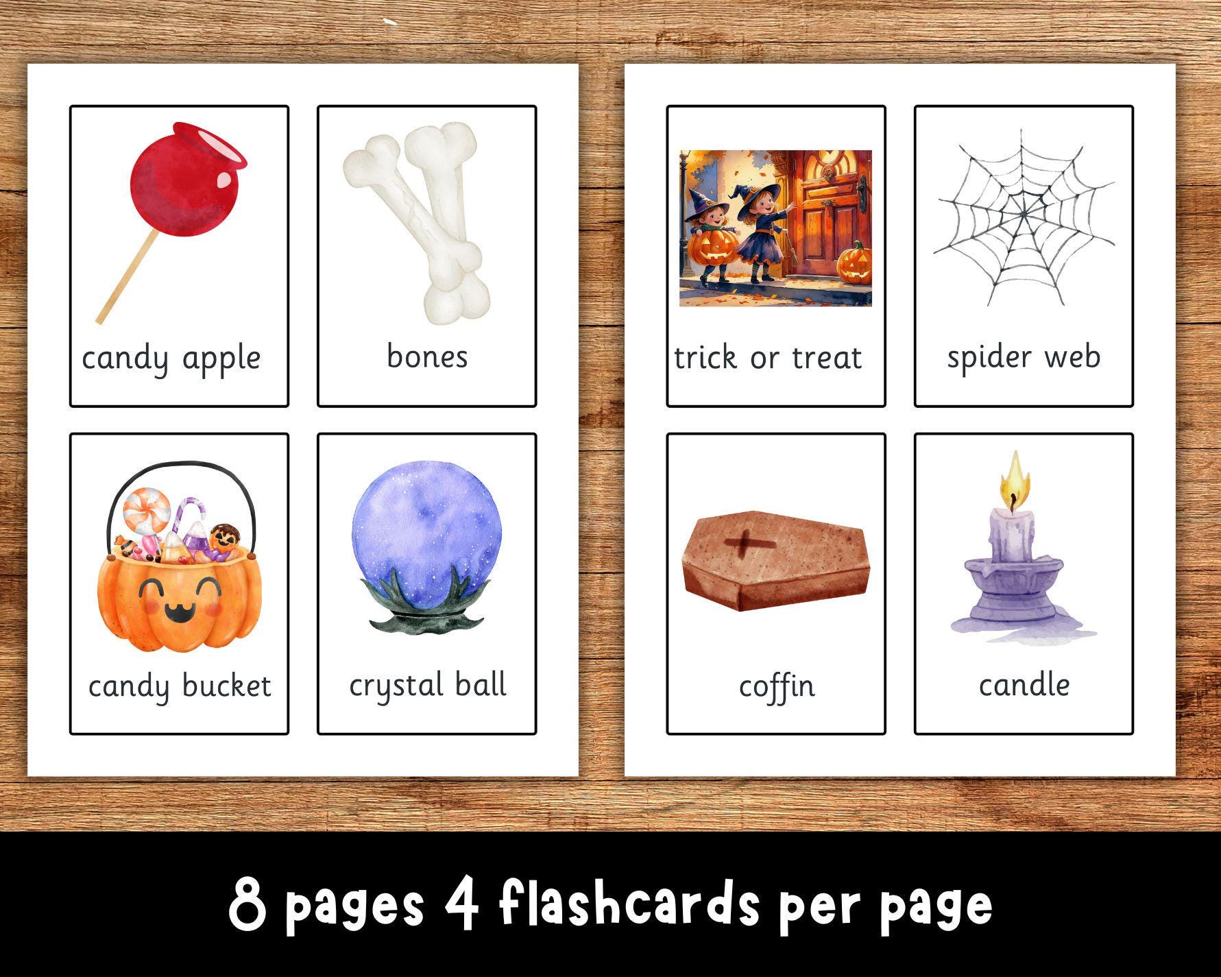 Halloween Flash Cards, Fall Flashcards, Halloween Educational Printable ...