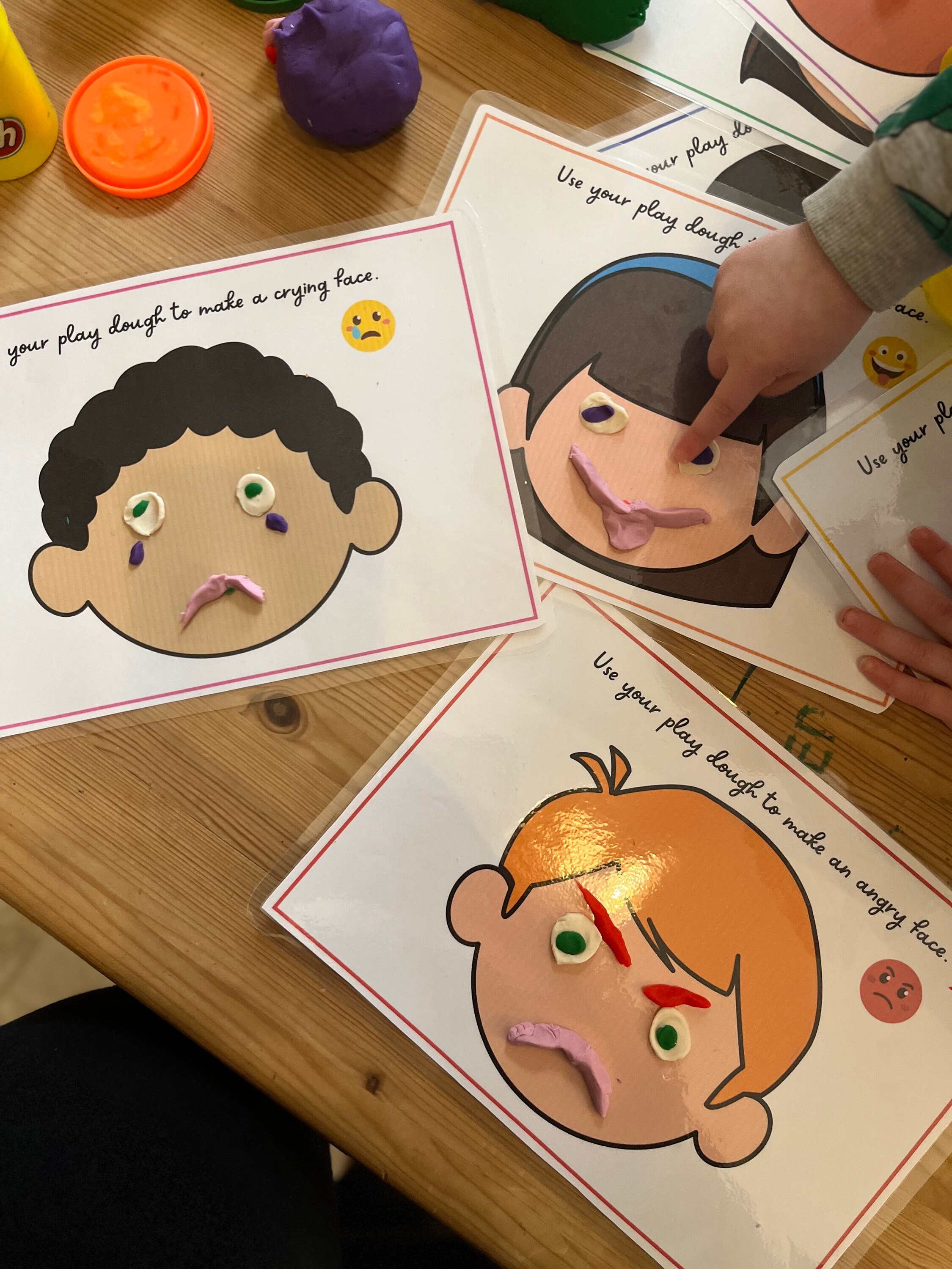 Play Dough Mat Faces for Emotions and Feelings, Playdough Activity ...