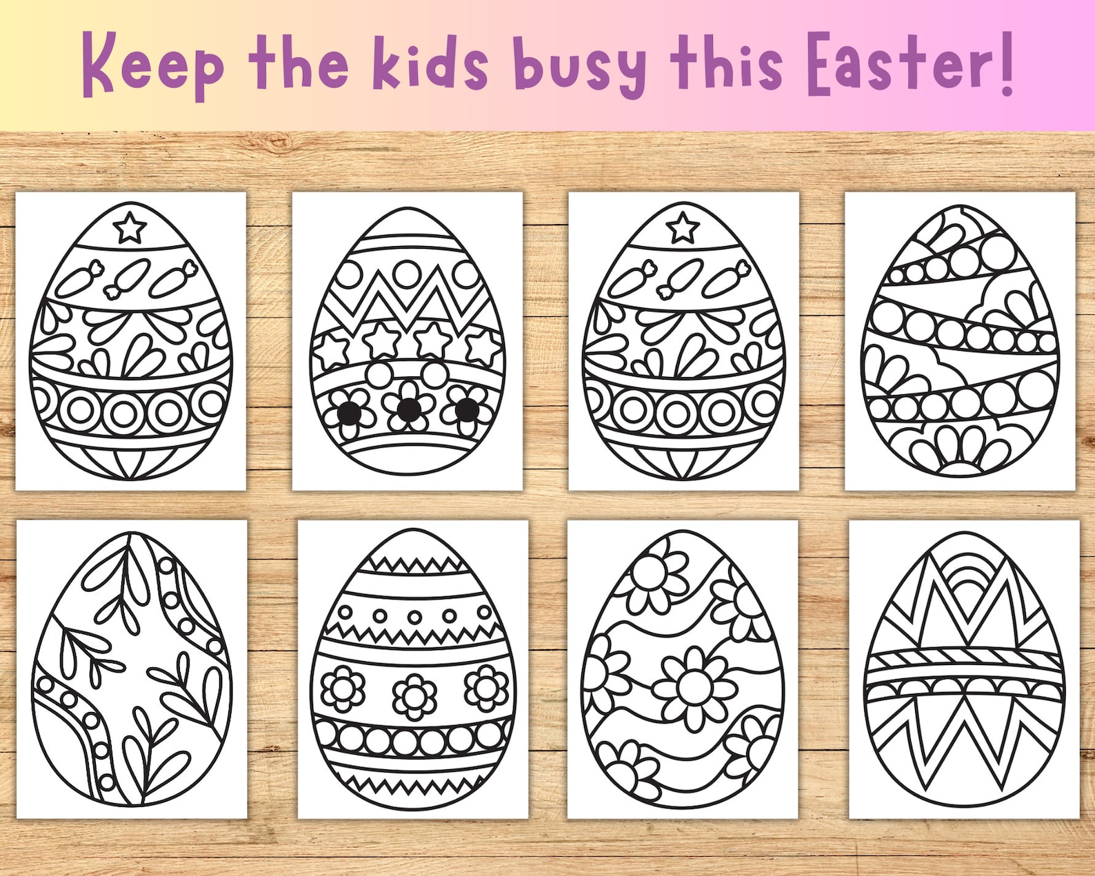 Printable Easter Egg Coloring Pages, Easter Coloring Pages, Kids Easter ...
