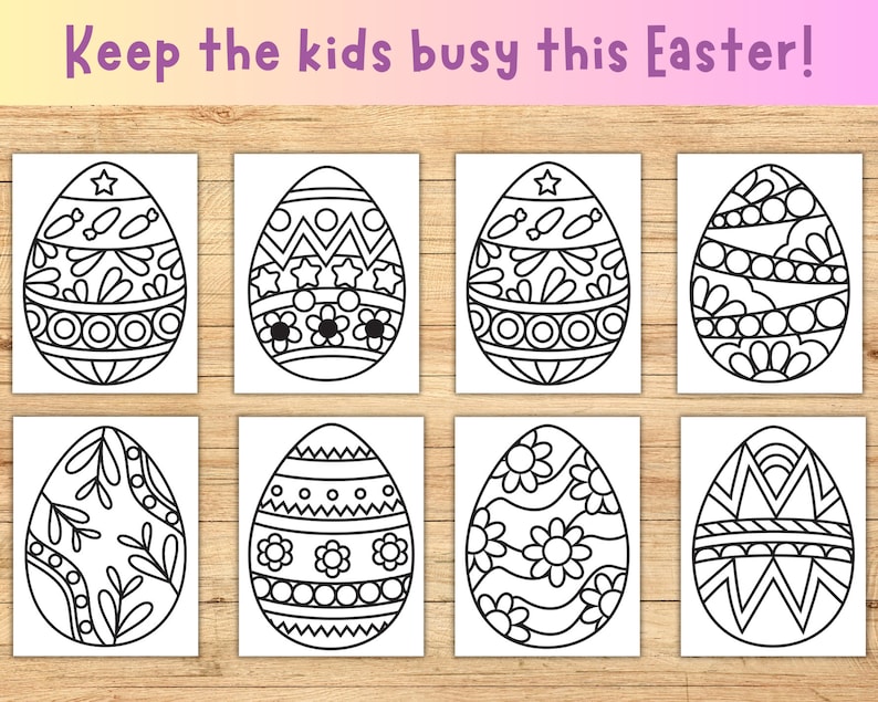 Printable Easter Egg Coloring Pages, Easter Coloring Pages, Kids Easter ...