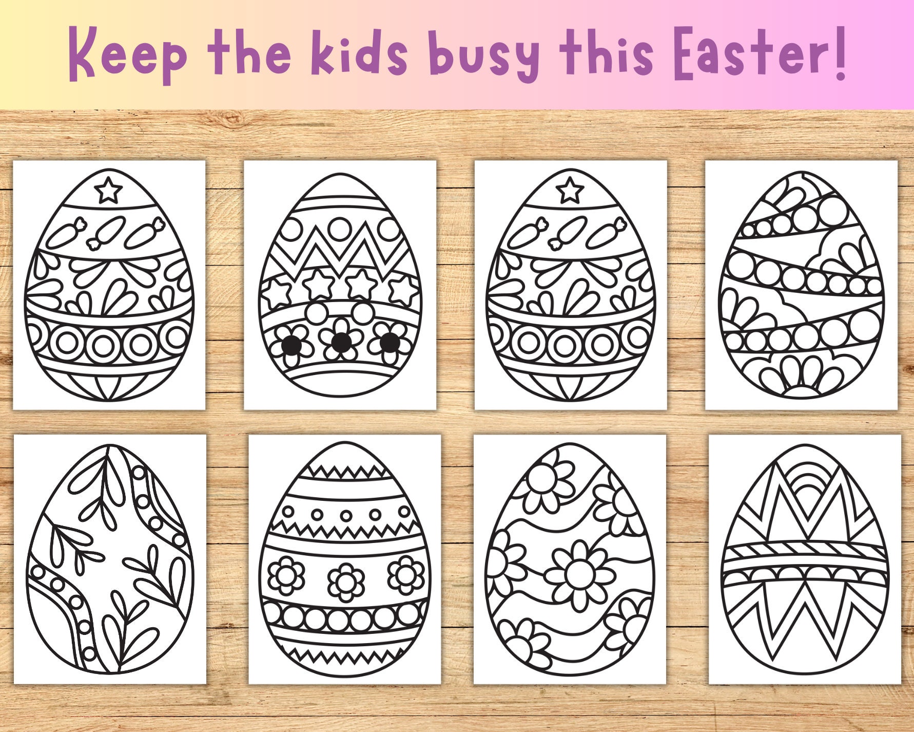 Printable Easter Egg Coloring Pages, Easter Coloring Pages, Kids Easter ...