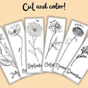 Printable Birth Month Flower Coloring Bookmarks, Color Your Own ...