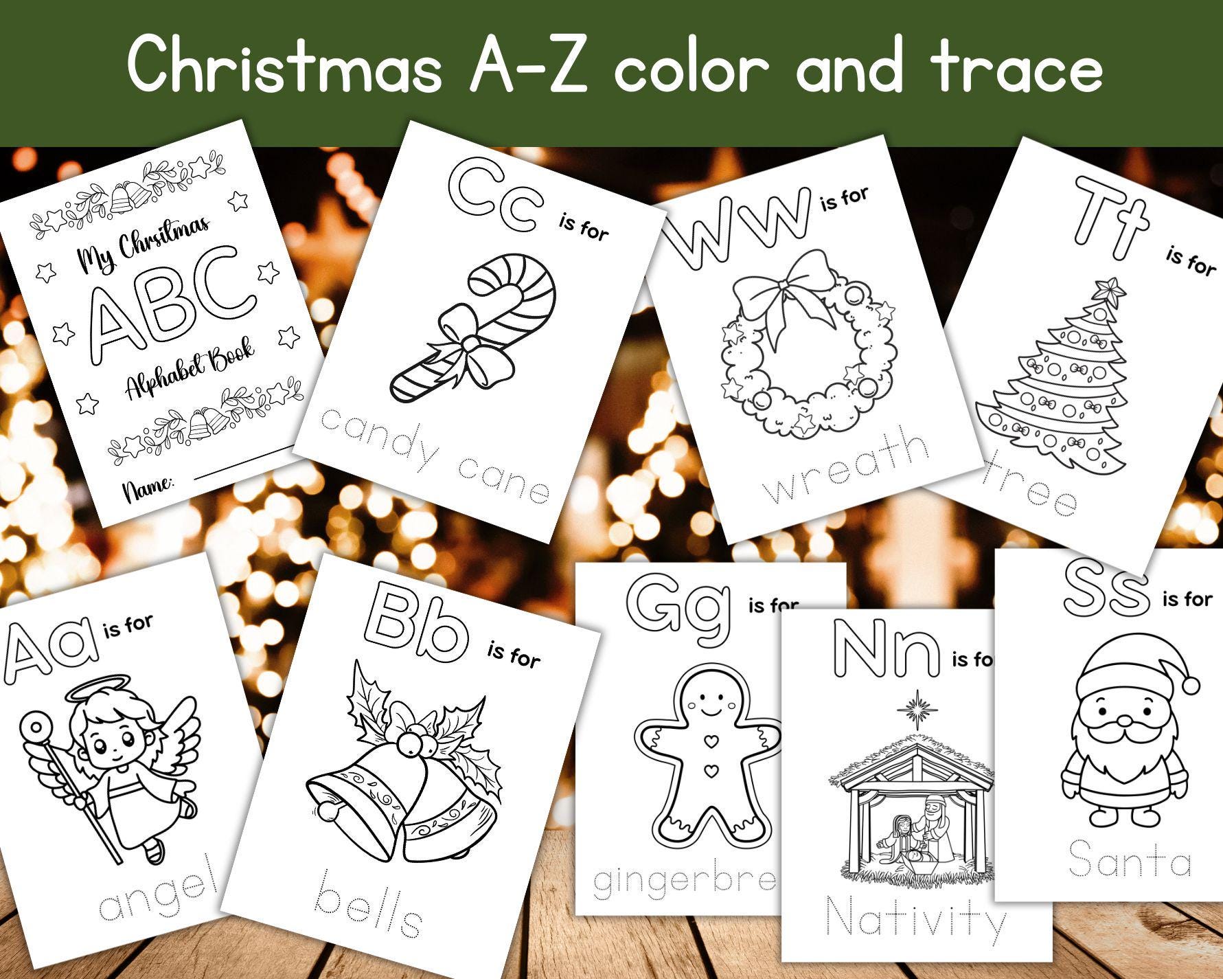 Christmas A-Z Coloring Pages, Christmas Activity for Kids, Christmas ...