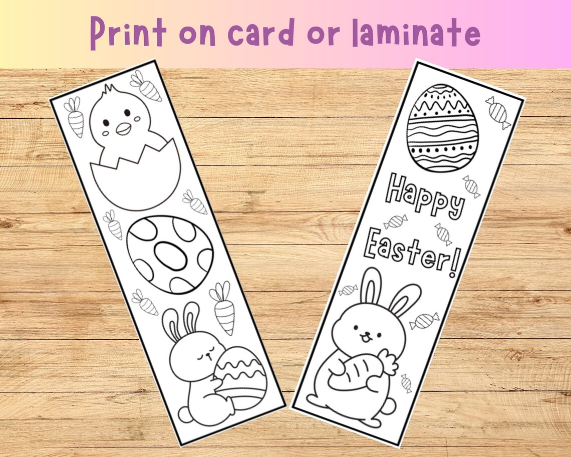 Printable Easter Coloring Bookmarks, Color Your Own Bookmarks, Bunny ...