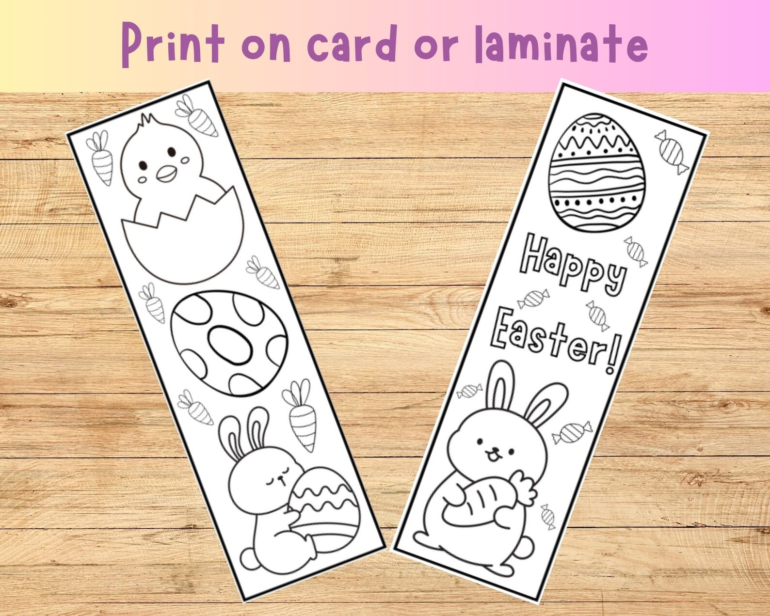 Printable Easter Coloring Bookmarks, Color Your Own Bookmarks, Bunny ...