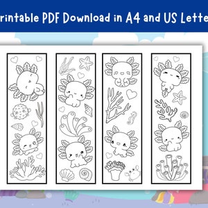 Printable Axolotl Coloring Bookmarks, Color Your Own Bookmarks ...