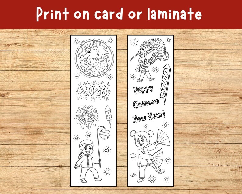 Chinese New Year 2026 Coloring Bookmarks, Color Your Own Bookmarks ...