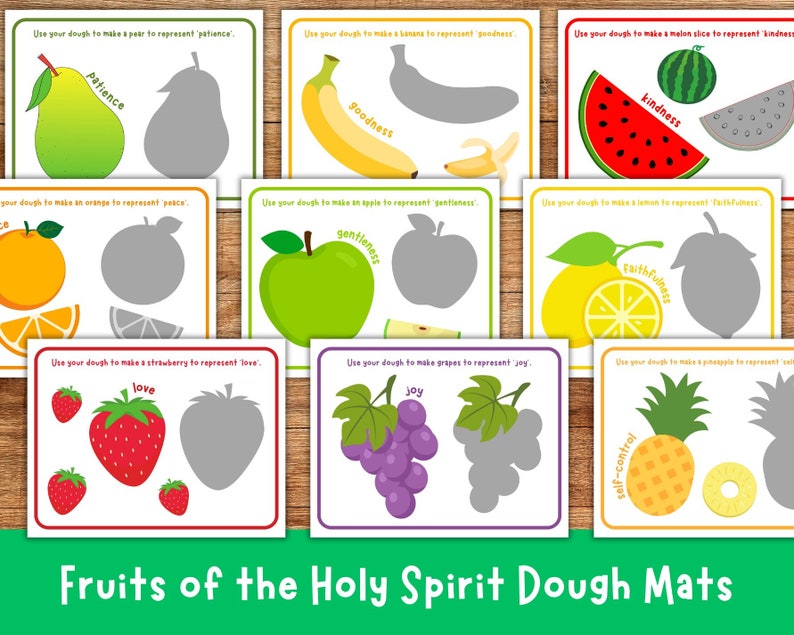 Fruits of the Holy Spirit Playdough Mats, Kids and Toddler Printable ...