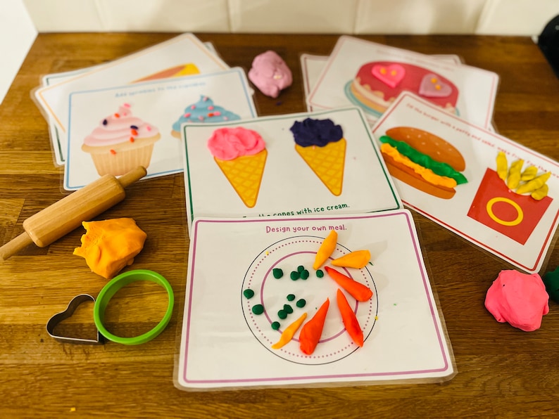 Play Dough Mats Food, Playdough Activity, Kids and Toddler Printables ...