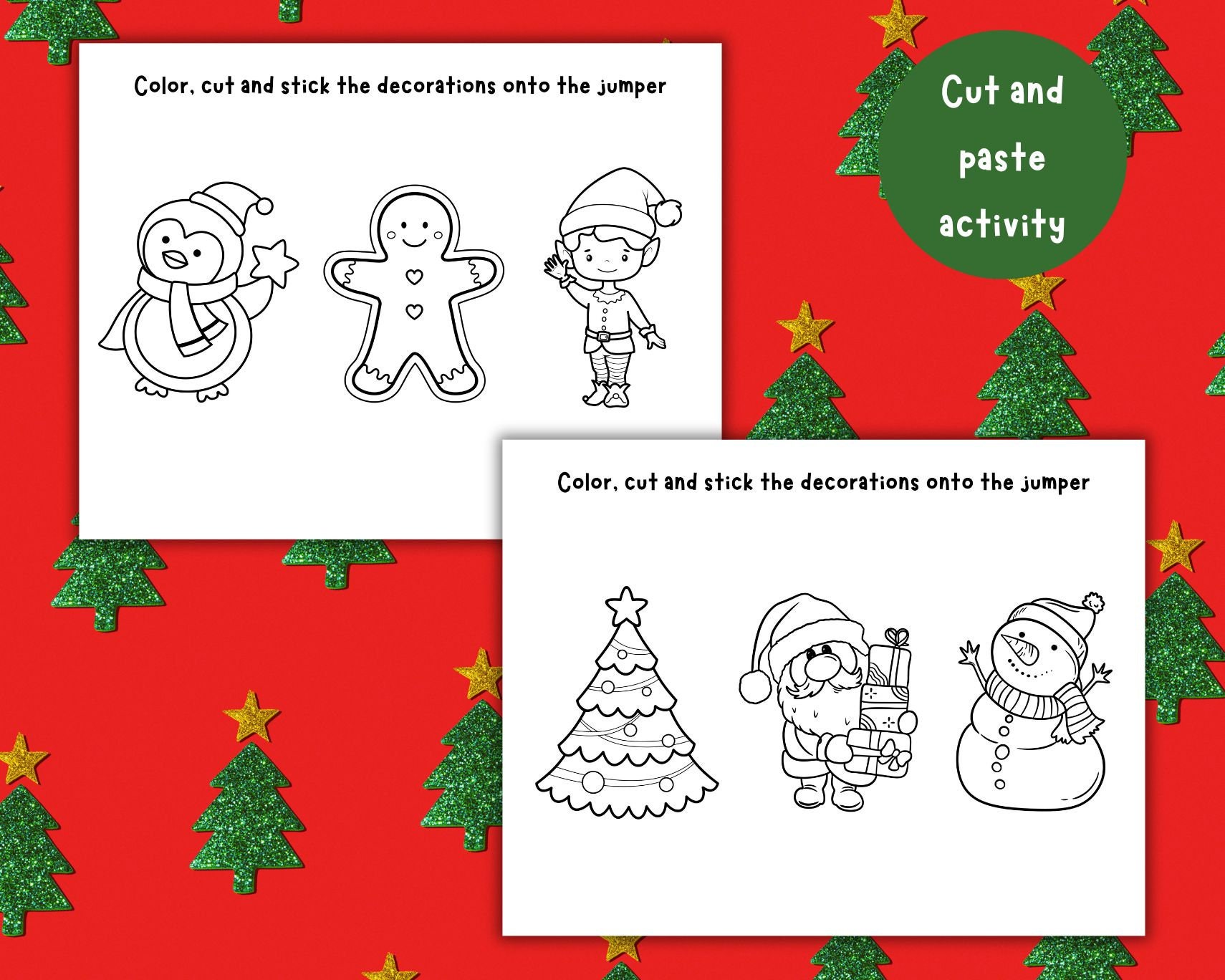 Christmas Craft Activity for Kids, Christmas Cut and Glue , Kids ...