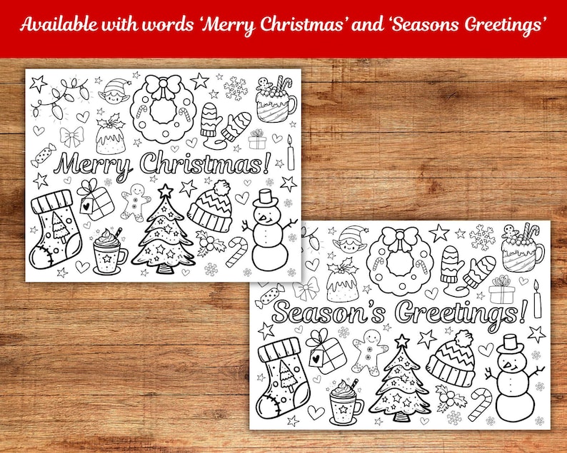 Christmas Coloring Page, Christmas Coloring Placemat, Winter Coloring ...