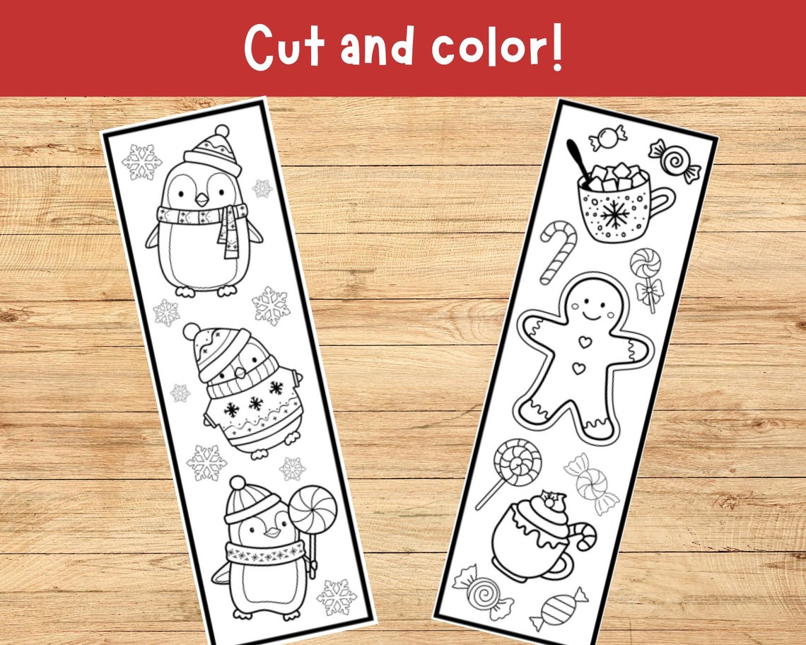 Printable Christmas Coloring Bookmarks, Color Your Own Bookmarks ...