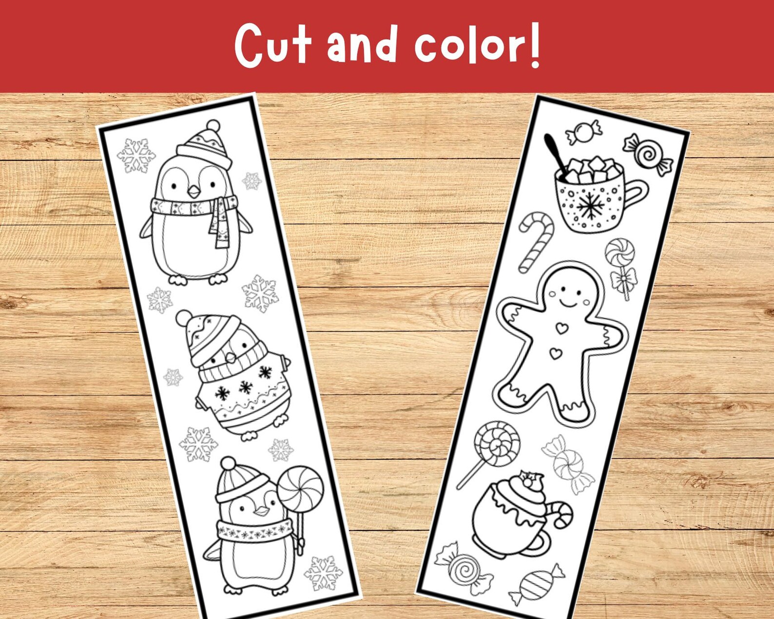 Printable Christmas Coloring Bookmarks, Color Your Own Bookmarks ...