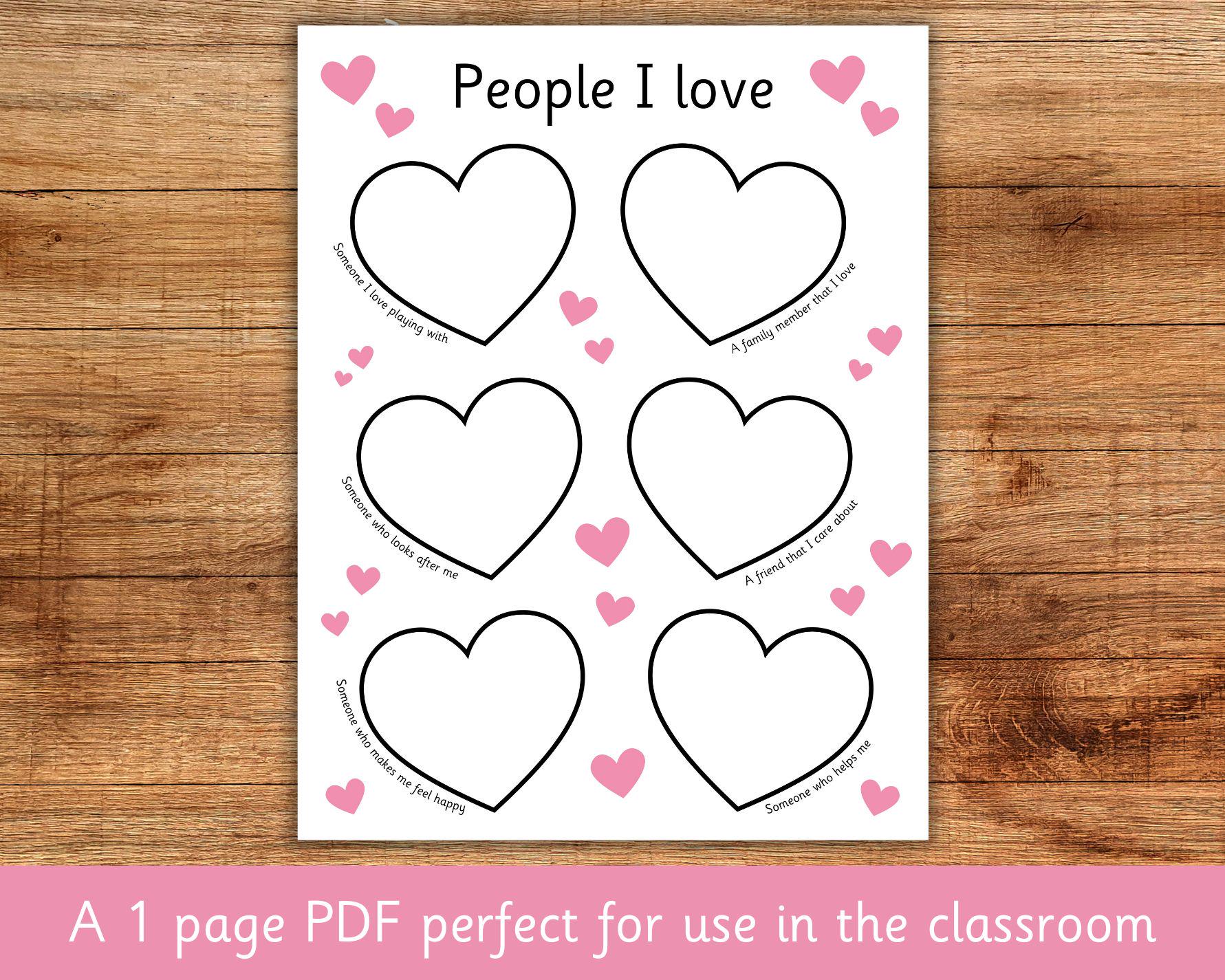 People I Love Activity, Valentine's Day Printable, Valentine's ...