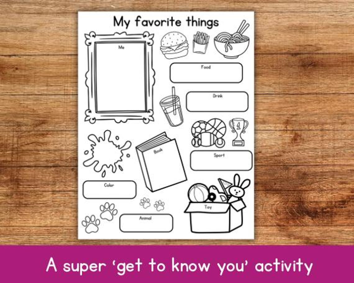 My Favorite Things List Questionnaire Favorites Survey All About Me ...