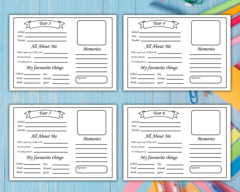 Memory Box Printable Sheets, All About Me Kids Questionnaire, Kids ...