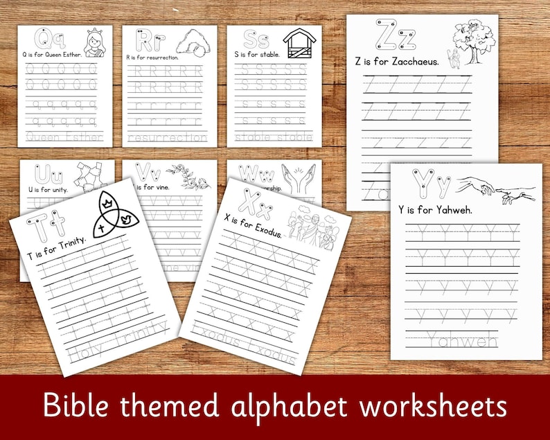 Bible Tracing Worksheets Bundle, Sunday School Educational Activity ...