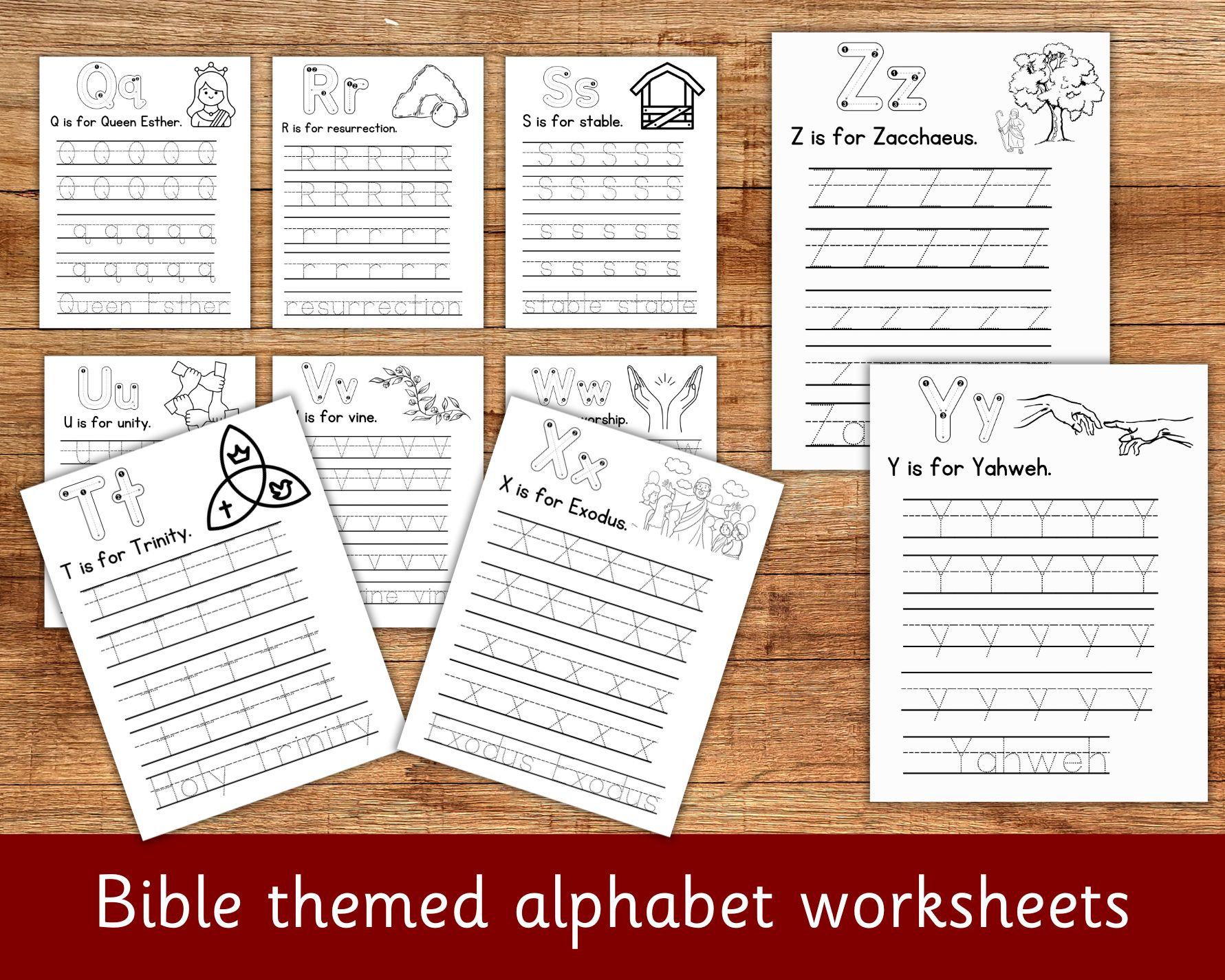 Bible Tracing Worksheets Bundle, Sunday School Educational Activity ...