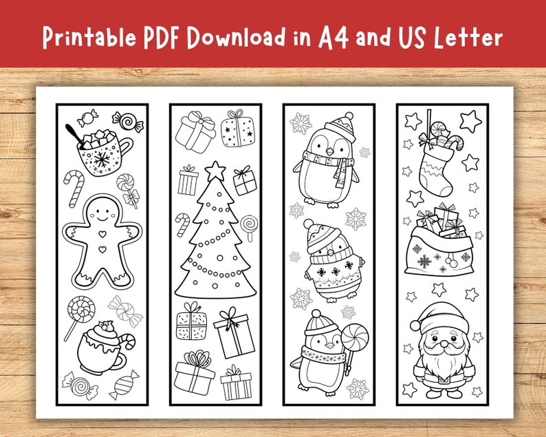 Printable Christmas Coloring Bookmarks, Color Your Own Bookmarks ...