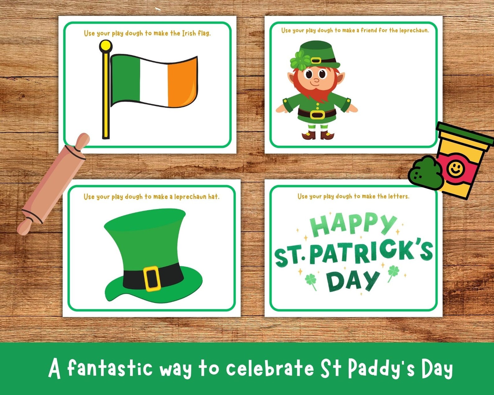 St Patrick's Day Play Dough Mats, Playdough Activity, Kids and Toddler ...