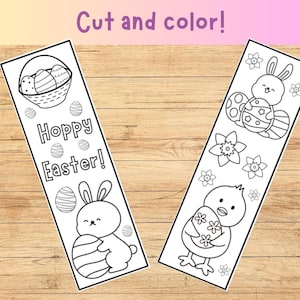 Printable Easter Coloring Bookmarks, Color Your Own Bookmarks, Bunny ...