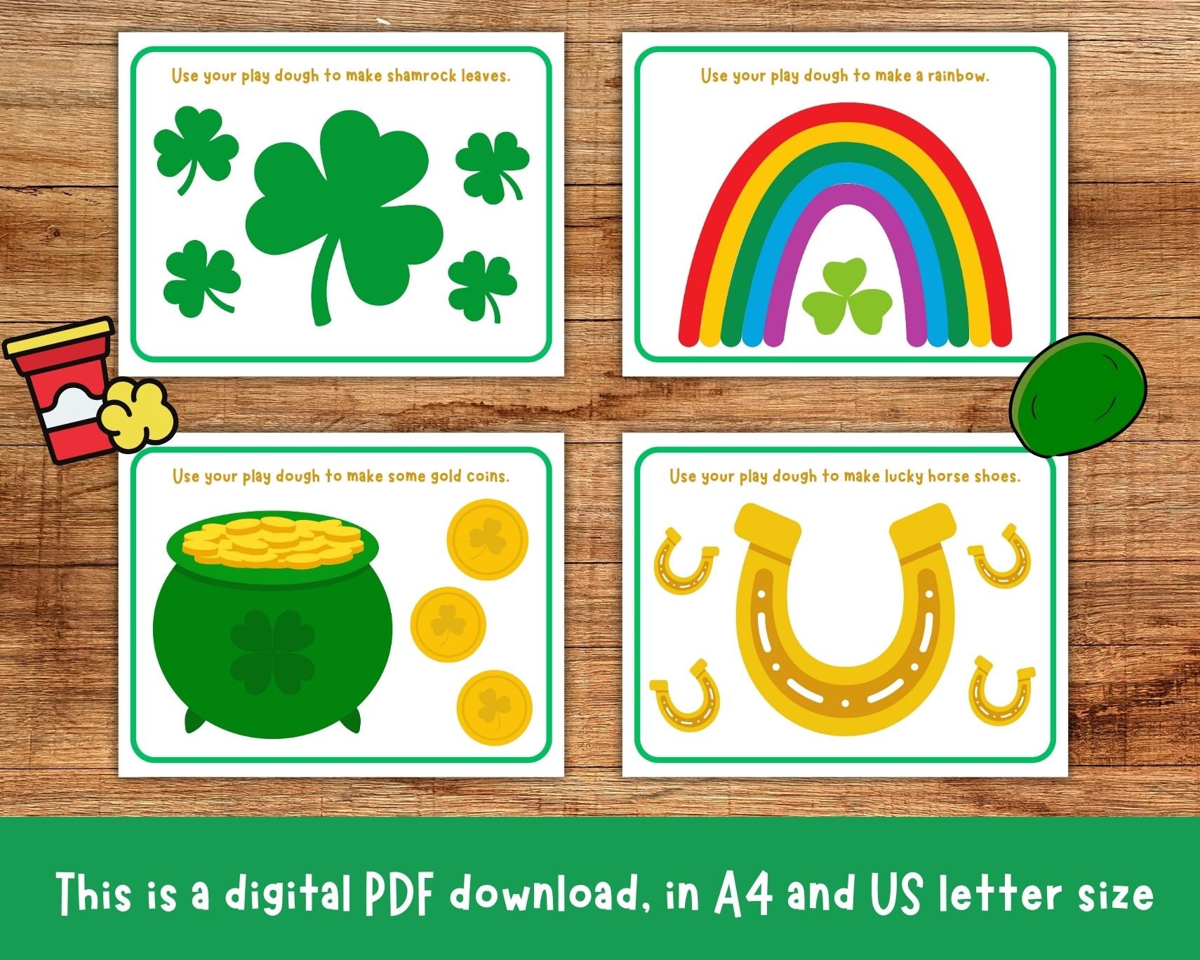 St Patrick's Day Play Dough Mats, Playdough Activity, Kids and Toddler ...