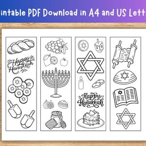Hanukkah Coloring Bookmarks, Color Your Own Bookmarks, Hanukkah ...